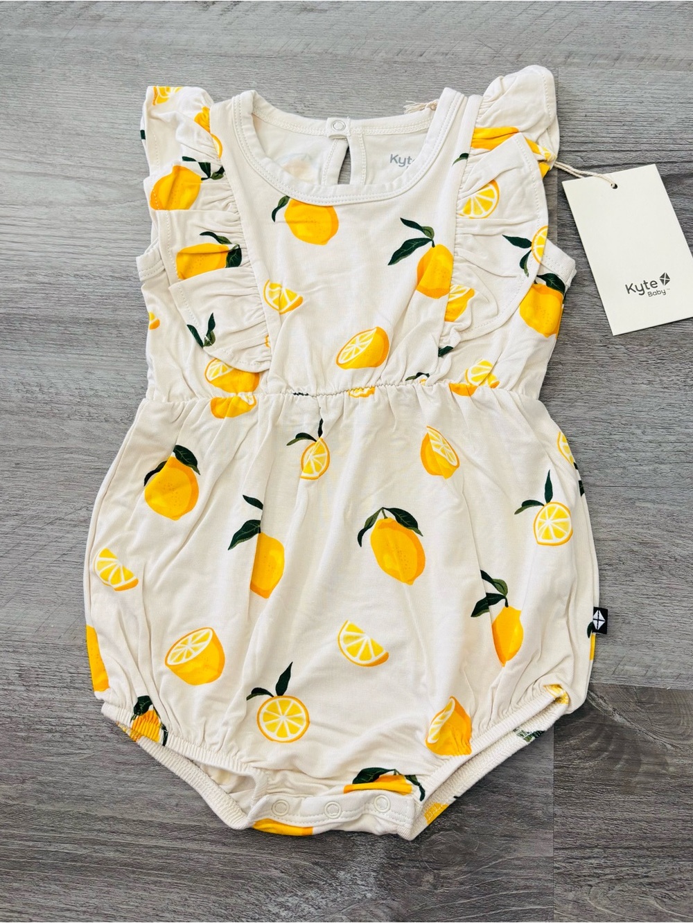 Kyte BABY | One Pieces | New Kyte Baby Lemon Print Ruffle Romper In ...